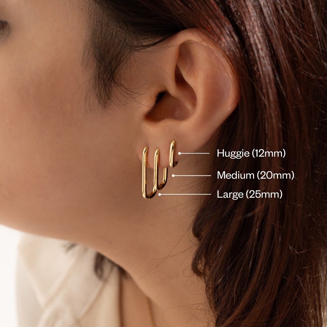 U-link Hoops Earrings by Babeina, U Shaped Earrings, Oblong Hoops, Link ...