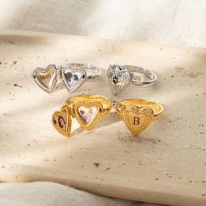 Heart Locket Ring With Photo, Picture Heart Locket, Vintage Locket Ring ...