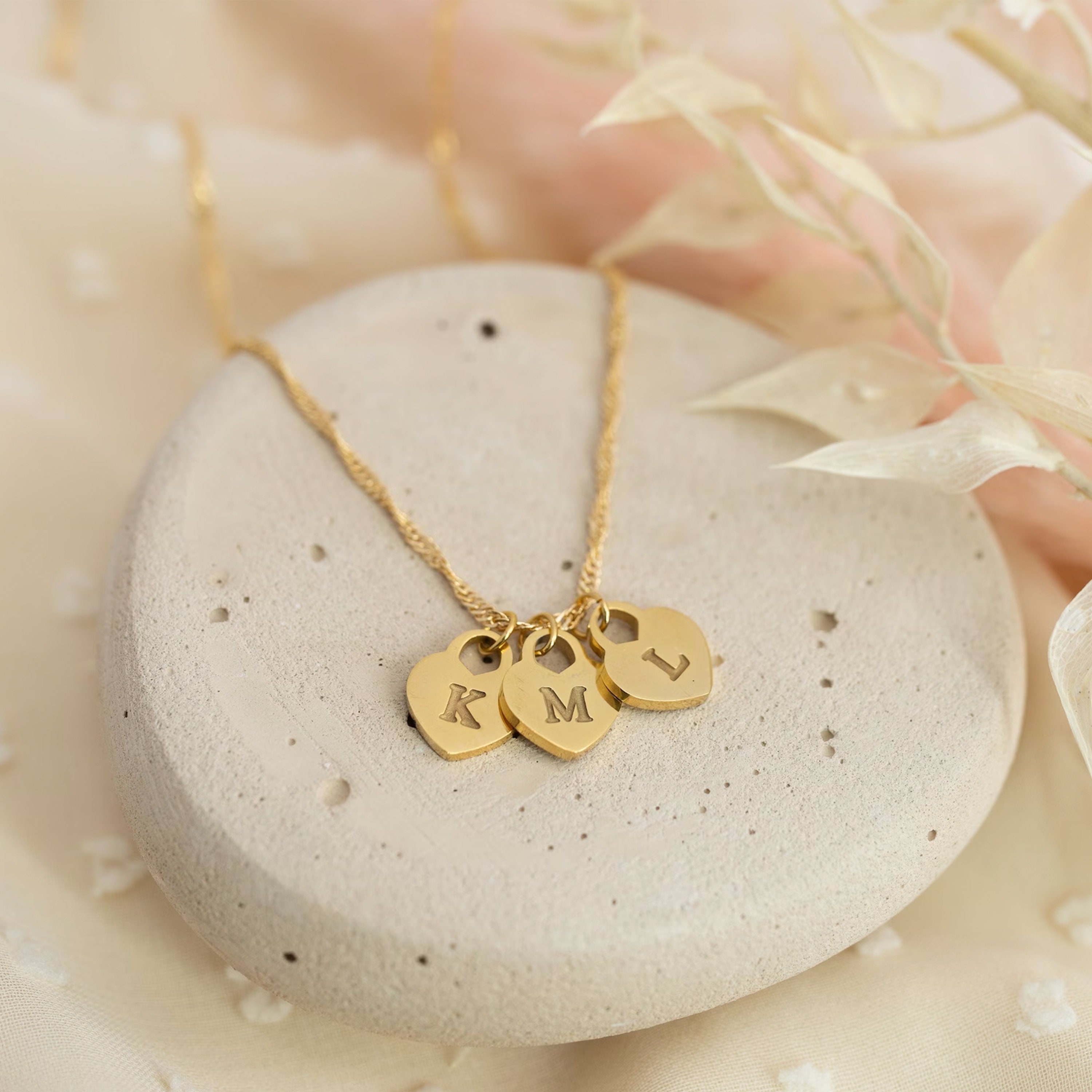 Heart Initial Necklace by Babeina, Tiny Heart Charm, Gift for Mom ...