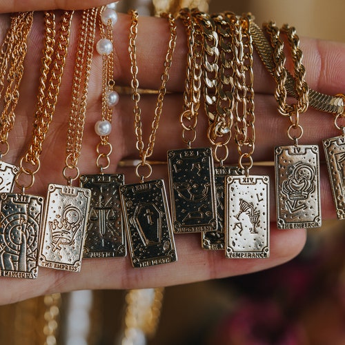 Tarot Card Pendant Stainless Steel Tarot Card Necklace - Etsy