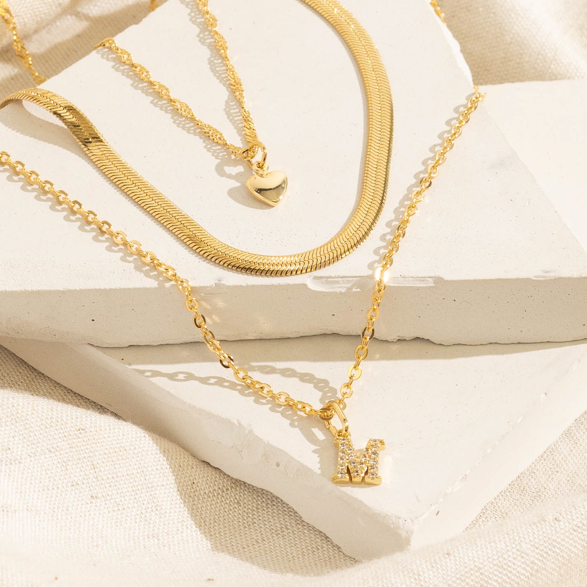 Gold Layering Necklace Set 3pcs, Multi Strand Necklaces, Stacking ...
