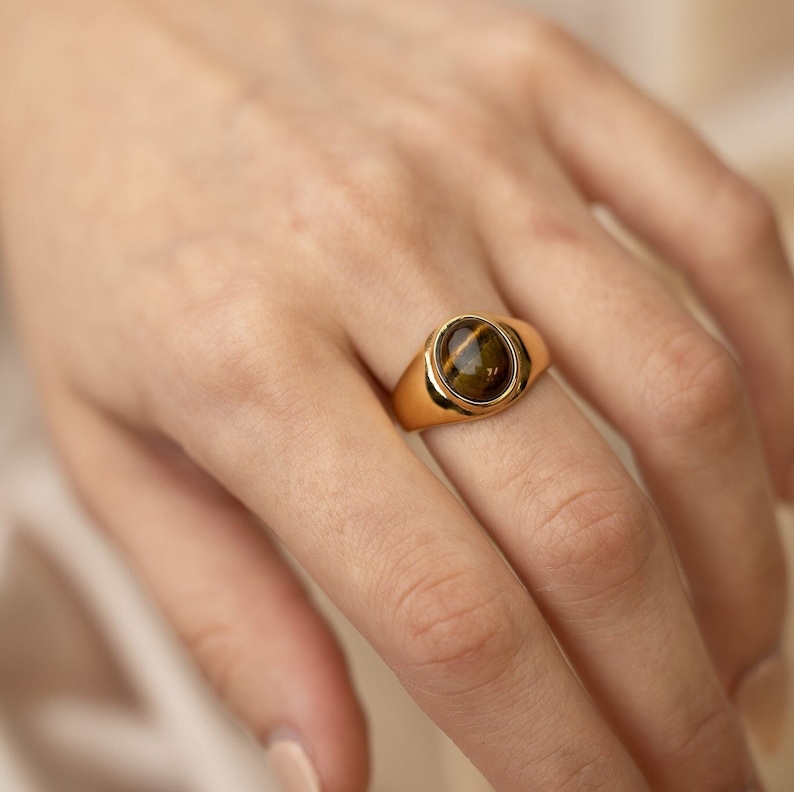 Tiger Eye Ring, Tigers Eye Signet Ring, Tiger Eye Gemstone Ring, Tiger ...