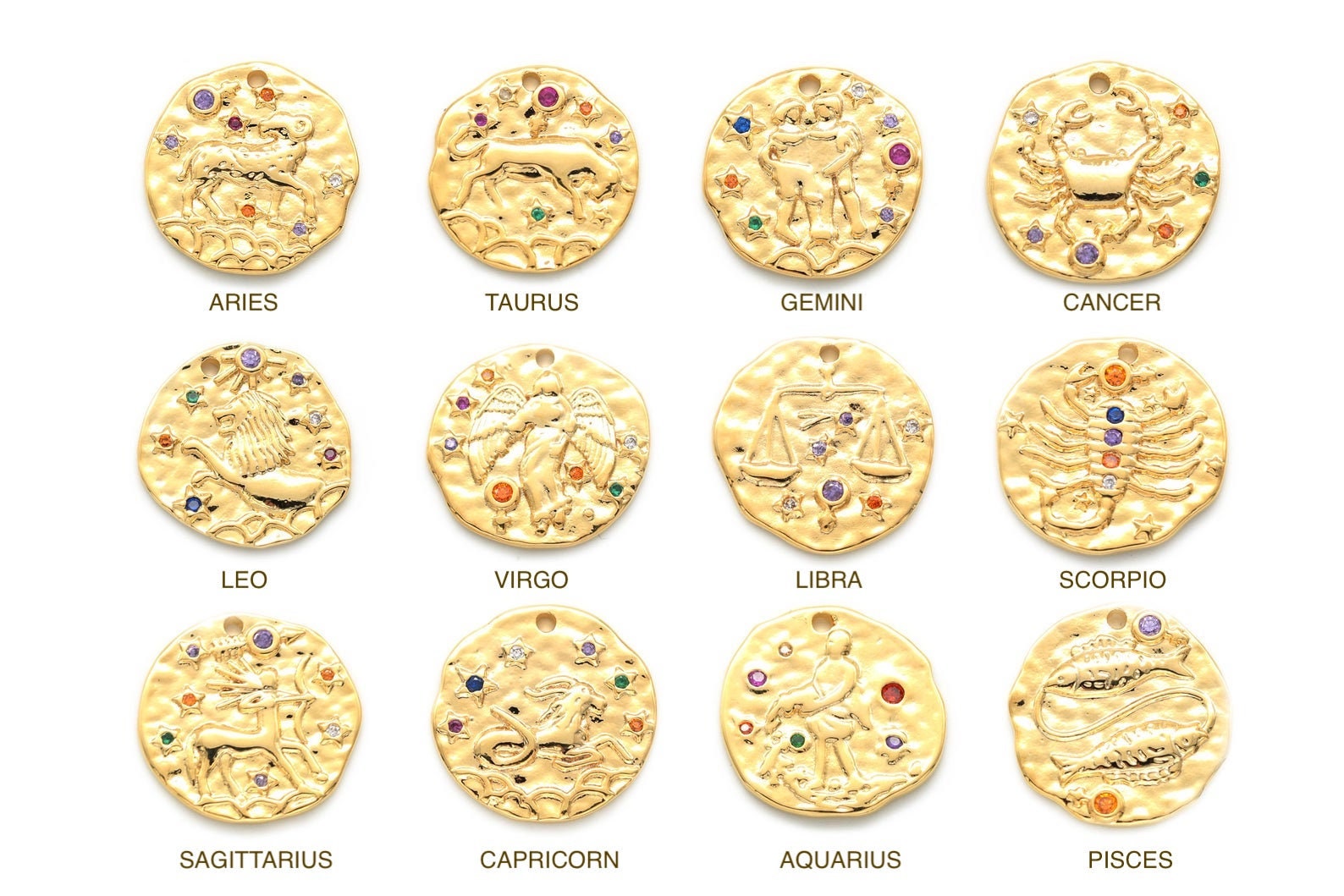 18K GOLD FILLED Constellation Birthstone Necklace, Zodiac Necklace ...