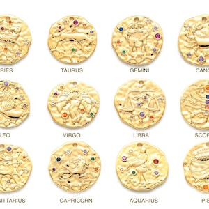 18K GOLD FILLED Constellation Birthstone Necklace, Zodiac Necklace ...