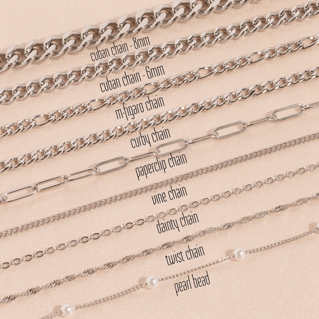 Chain Necklace, Cable Chain, Paperclip Chain, Twist Chain, Figaro, Curb ...