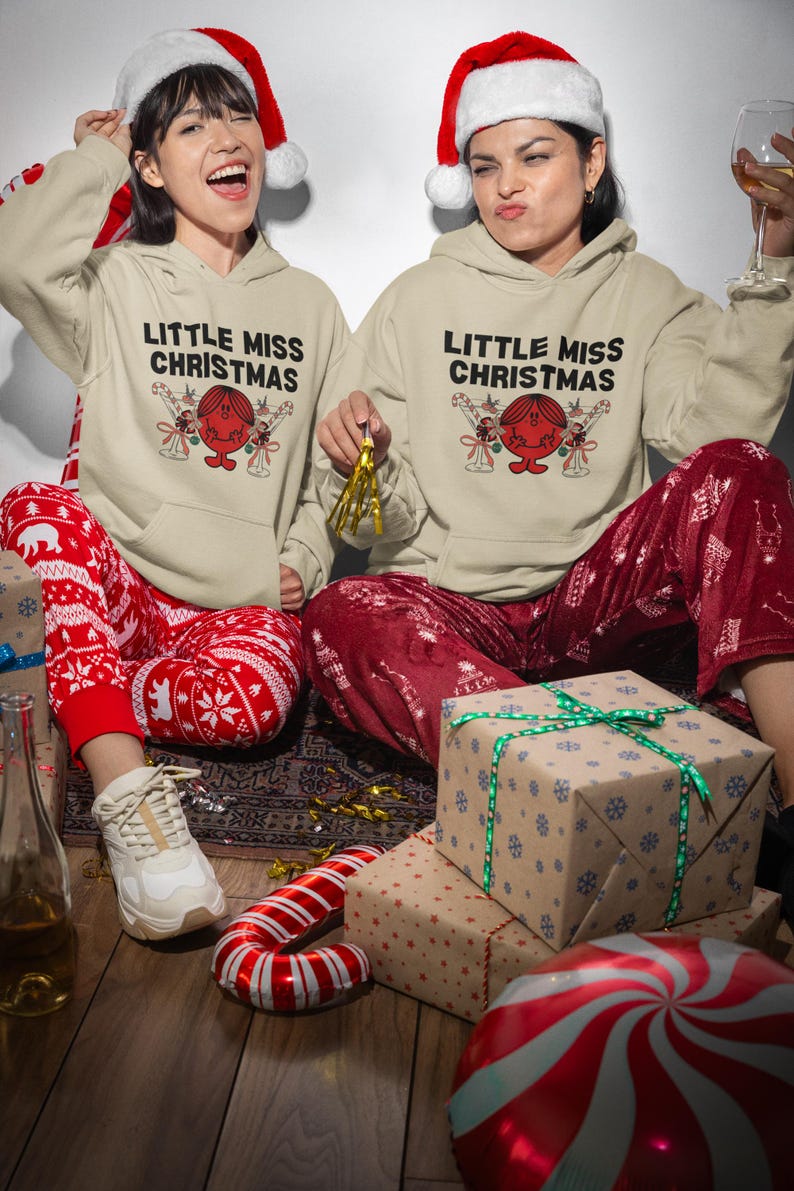 Christmas Hoodie Martini Glass Holiday Sweatshirt Design Little Miss ...