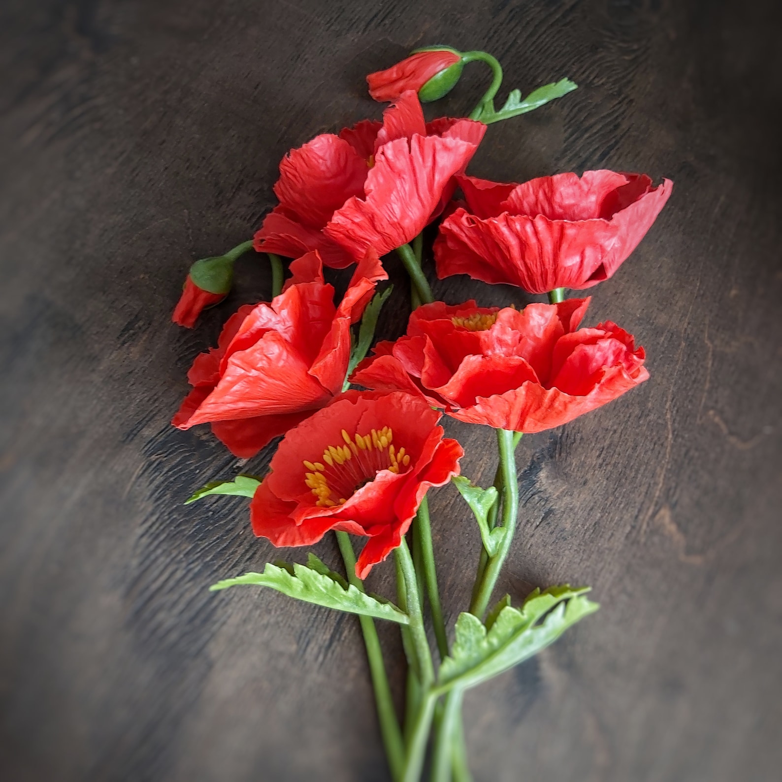 Red Poppies Bouquet Rustic Home Decor Wood Flower Bouquet | Etsy