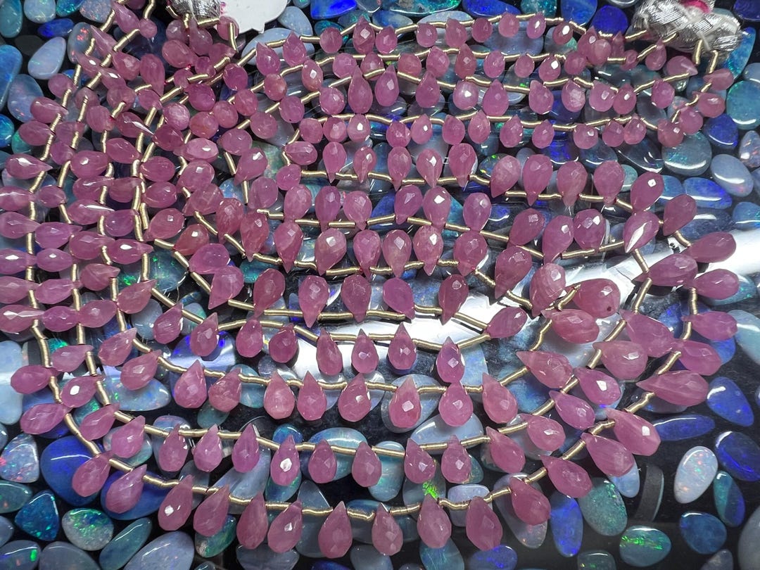 Pink Ruby Teardrop Gemstone Beads, 4-strand Necklace (11-13 Inches) - Etsy