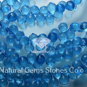 20 Pieces, AAA Quality Swiss Blue Color Quartz Faceted Onion Dew Drops ...