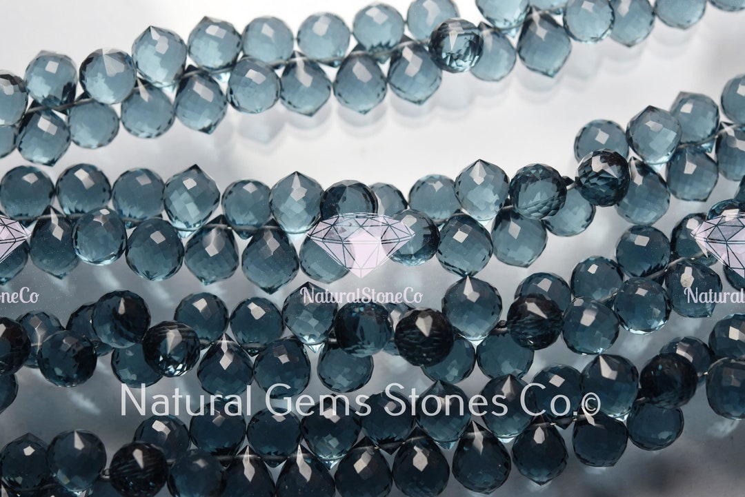 20 Pieces, AAA Quality London Blue Quartz Faceted Onion Dew Drops, Size ...