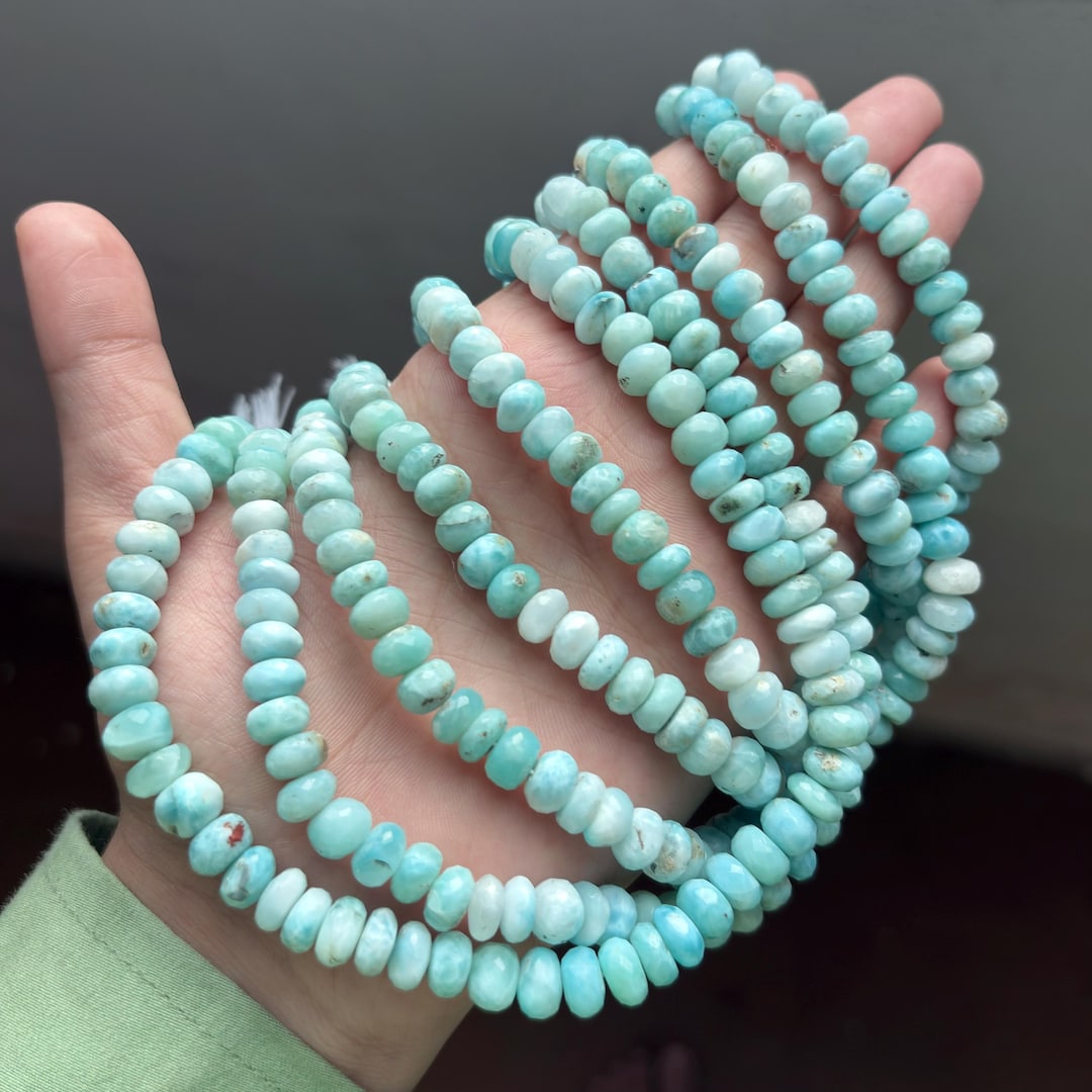 Natural Larimar Faceted Rondelle Beads, 7-8mm, 14" Strand - Etsy