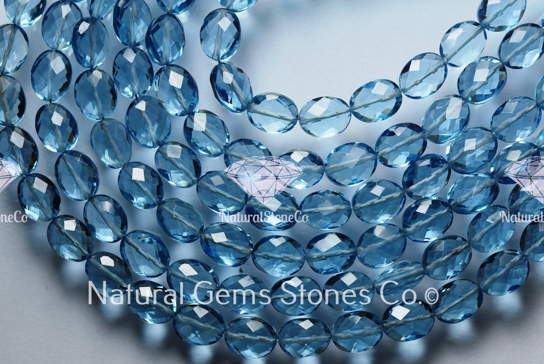 8 Inches Strand, AAA Quality London Blue Color Quartz Faceted Oval ...