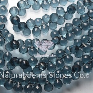 20 Pieces, AAA Quality London Blue Quartz Faceted Onion Dew Drops, Size ...