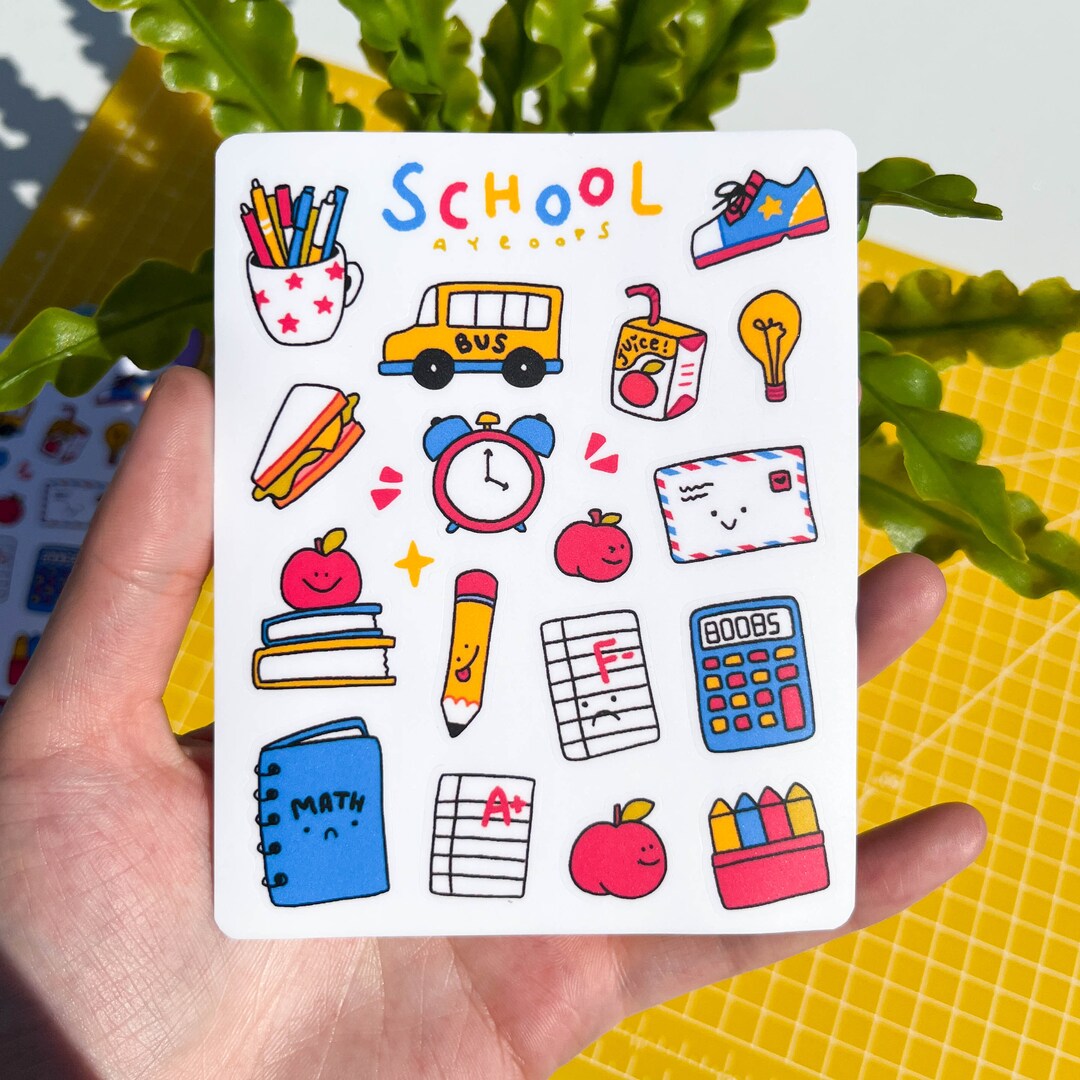 Kidcore School Sticker Sheet Cute Matte Vinyl Waterproof - Etsy