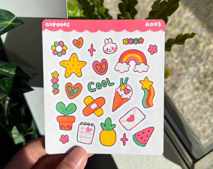 Kidcore Sticker Sheet V2 Cute Matte Vinyl Waterproof Sticker - Etsy