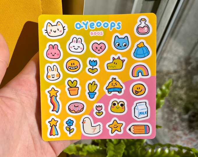 Kidcore Sticker Sheet V3, Cute Matte Vinyl Waterproof Sticker Sheet ...