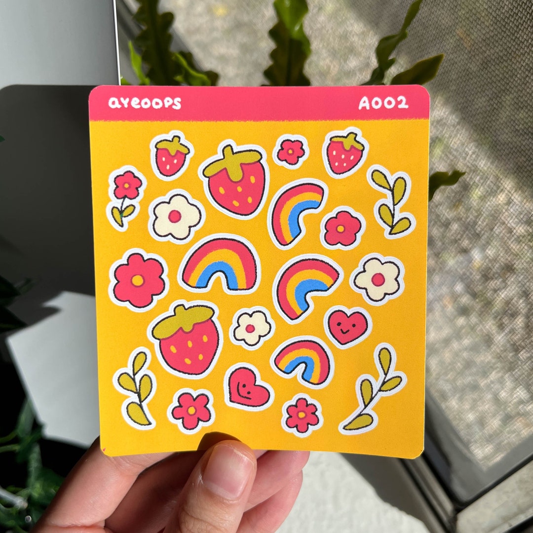 Kidcore Sticker Sheet V1, Cute Matte Vinyl Waterproof Sticker Sheet ...