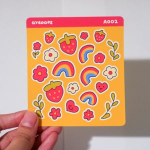 Kidcore Sticker Sheet V1, Cute Matte Vinyl Waterproof Sticker Sheet ...