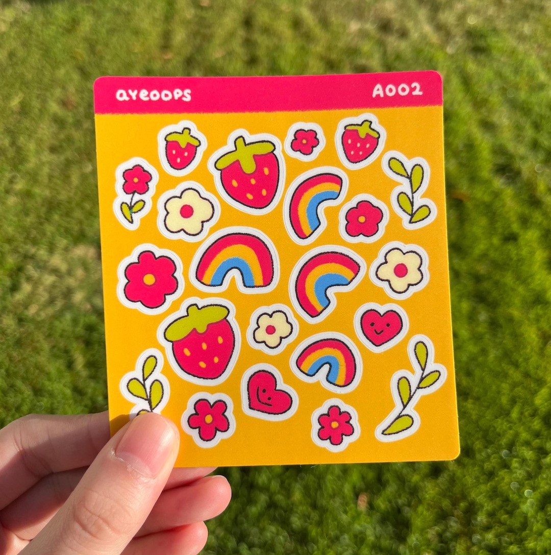 Kidcore Sticker Sheet V1, Cute Matte Vinyl Waterproof Sticker Sheet ...