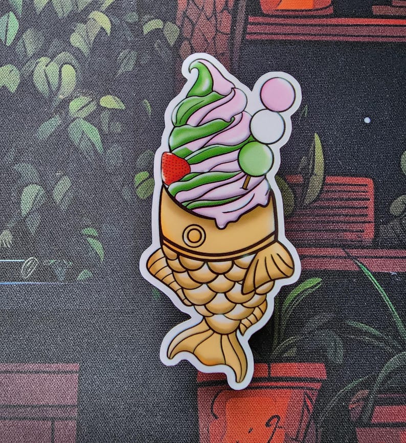 Taiyaki Ice Cream Fish Sticker - Etsy