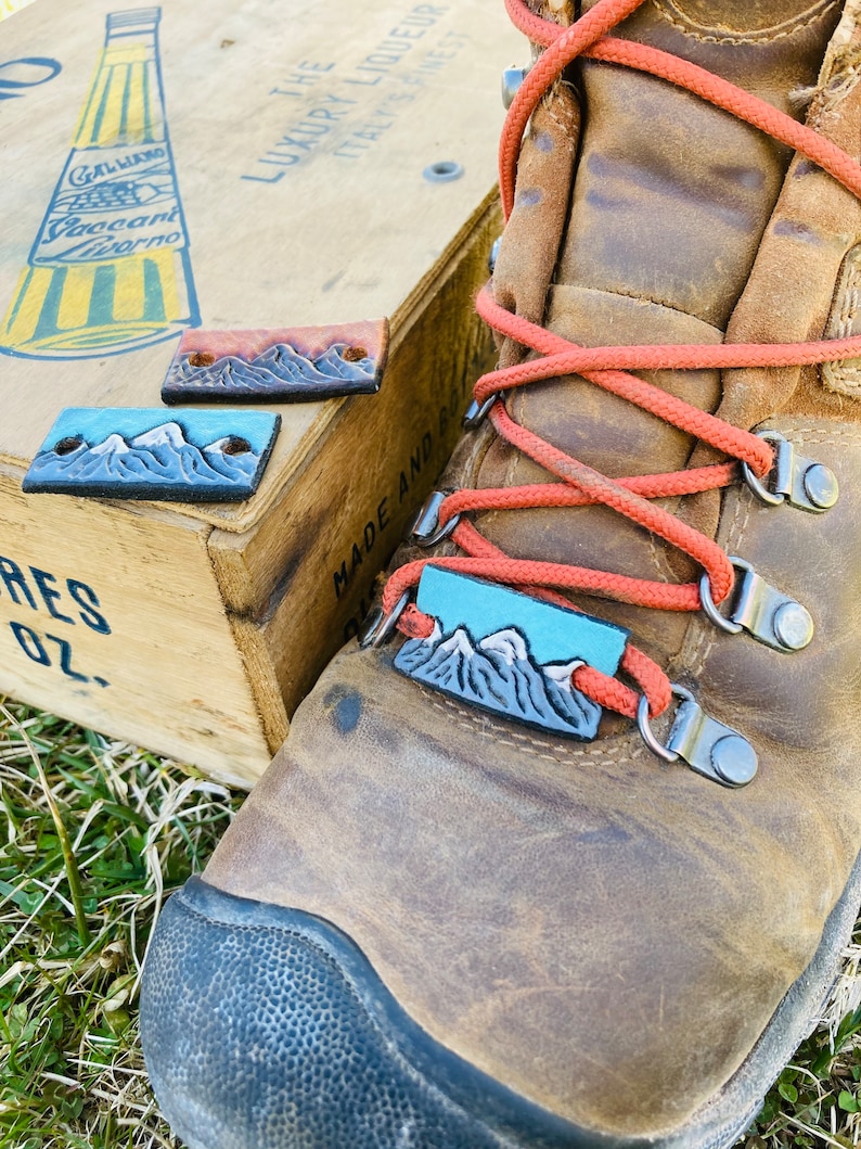 Leather Boot Charms, Hand Tooled, Shoelace, Lacelets, Hiking ...