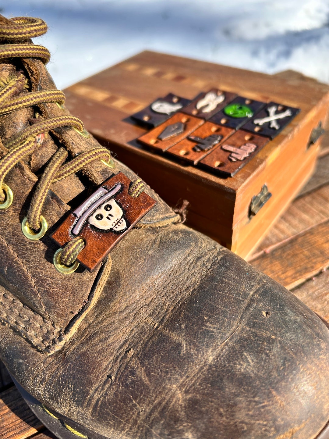 Leather Boot Charms, Skull, Alien, Tooth, Crossbones, Hand Tooled, Folk ...