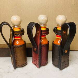 Hot Sauce Holder, Holster, Leather Belt Pouch, Personalized Hot Sauce ...