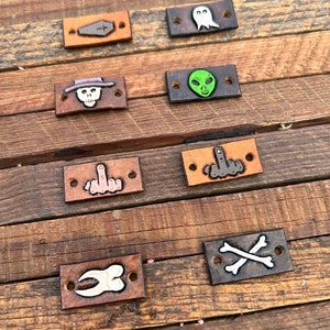 Leather Boot Charms, Skull, Alien, Tooth, Crossbones, Hand Tooled, Folk ...