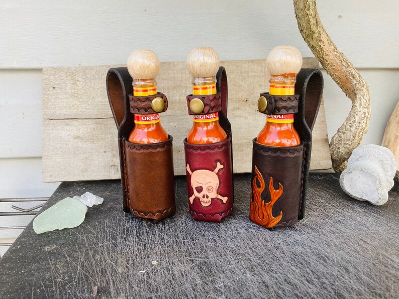 Hot Sauce Holder Holster Leather Belt Pouch Personalized - Etsy