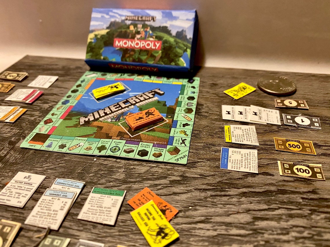 Miniature Minecraft Monopoly 1/6 scale | Etsy