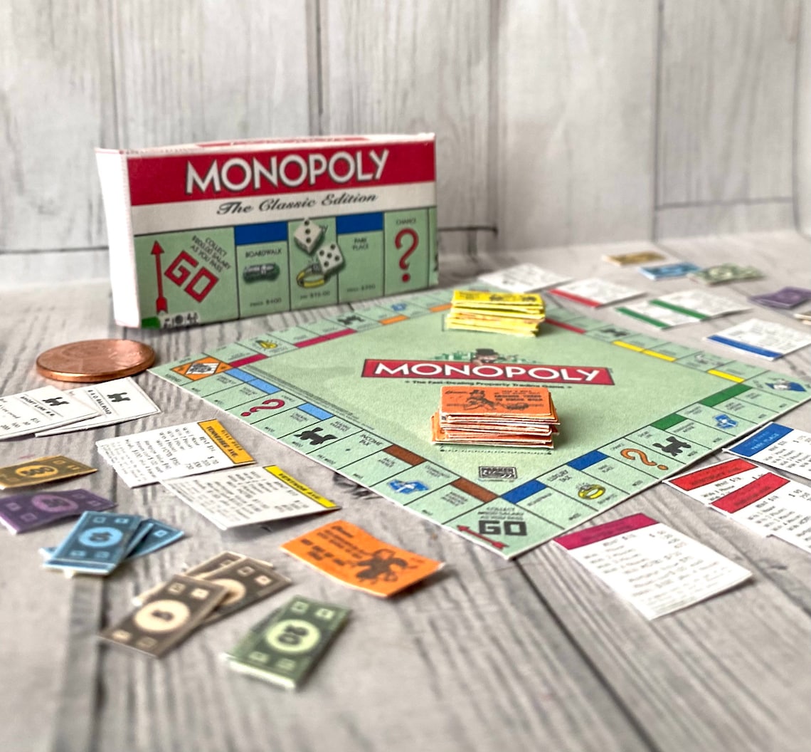 Miniature Monopoly 1/6 scale | Etsy