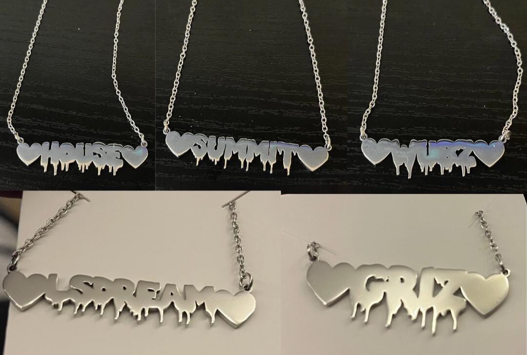Stainless Steel Drip Words With Hearts Necklace - 15" (with 3 ...