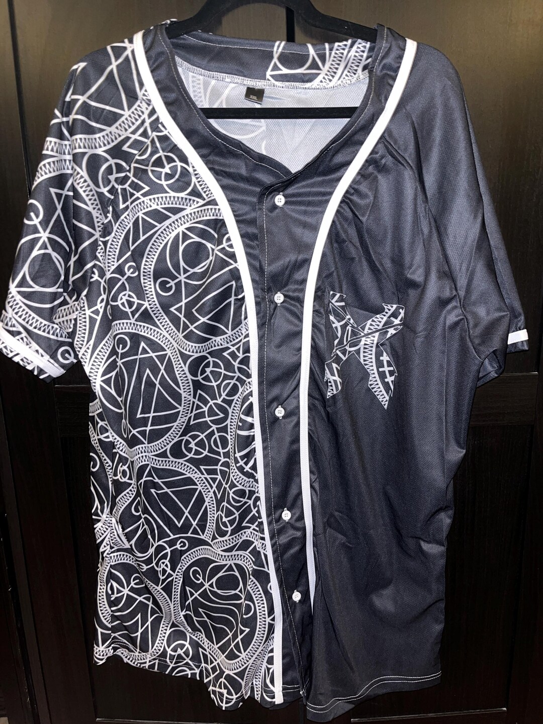 Black and White Abstract Geometric X Excision Inspired Baseball ...