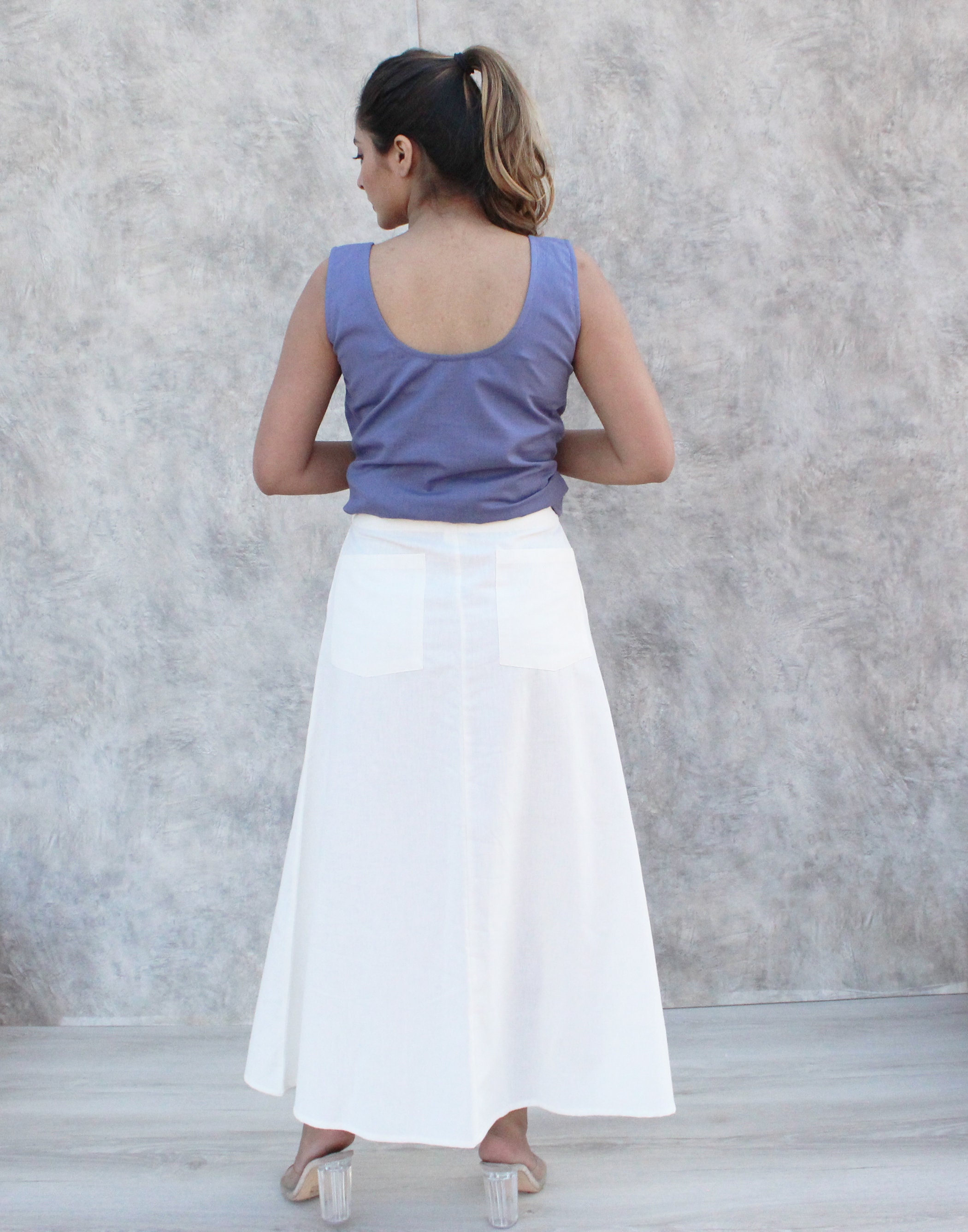 White Skirt Linen Womens Linen Long Skirt Vintage Etsy