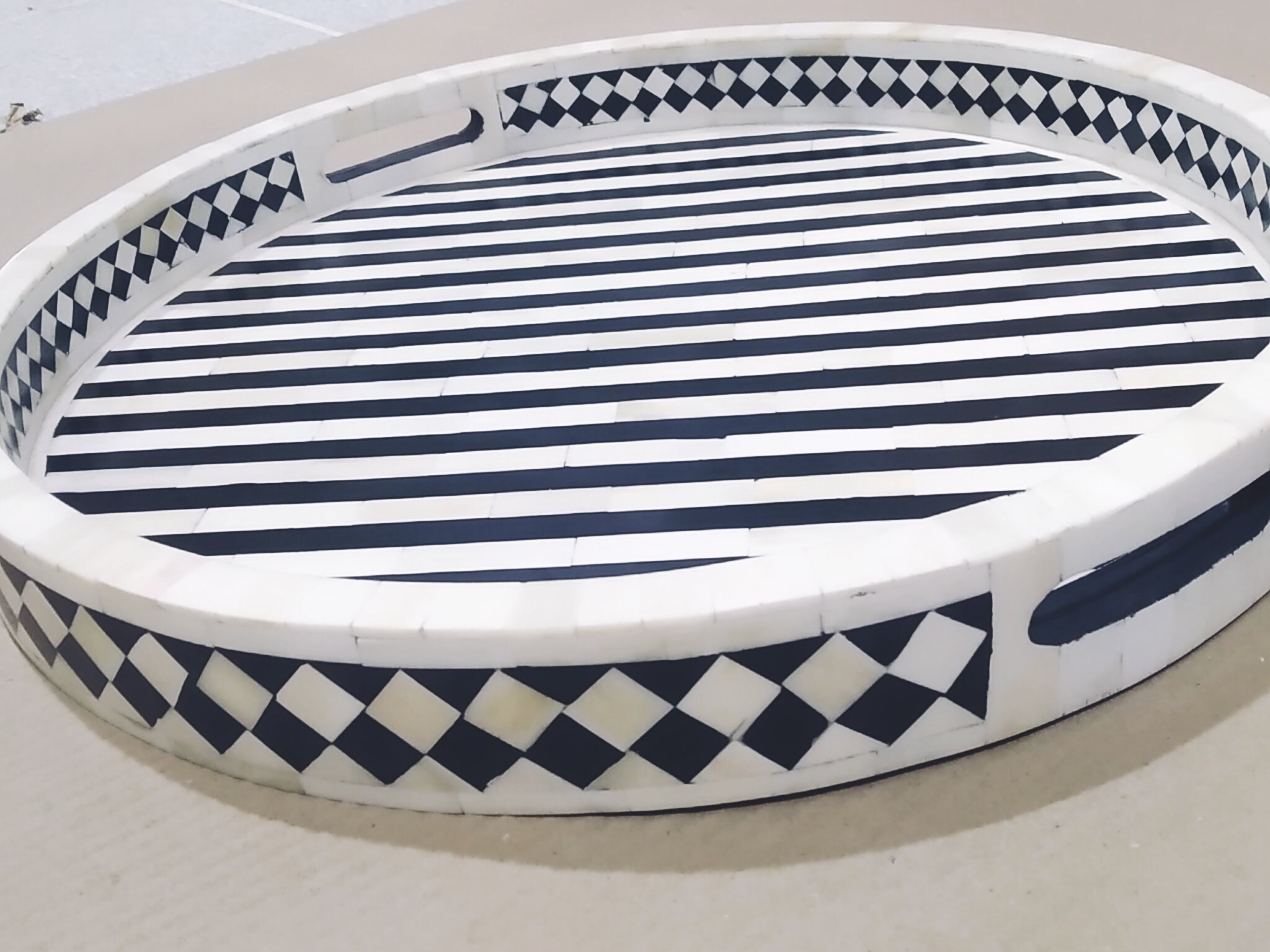 Bone Inlay Round Serving Tray Home Decor Handmade Tray - Etsy UK