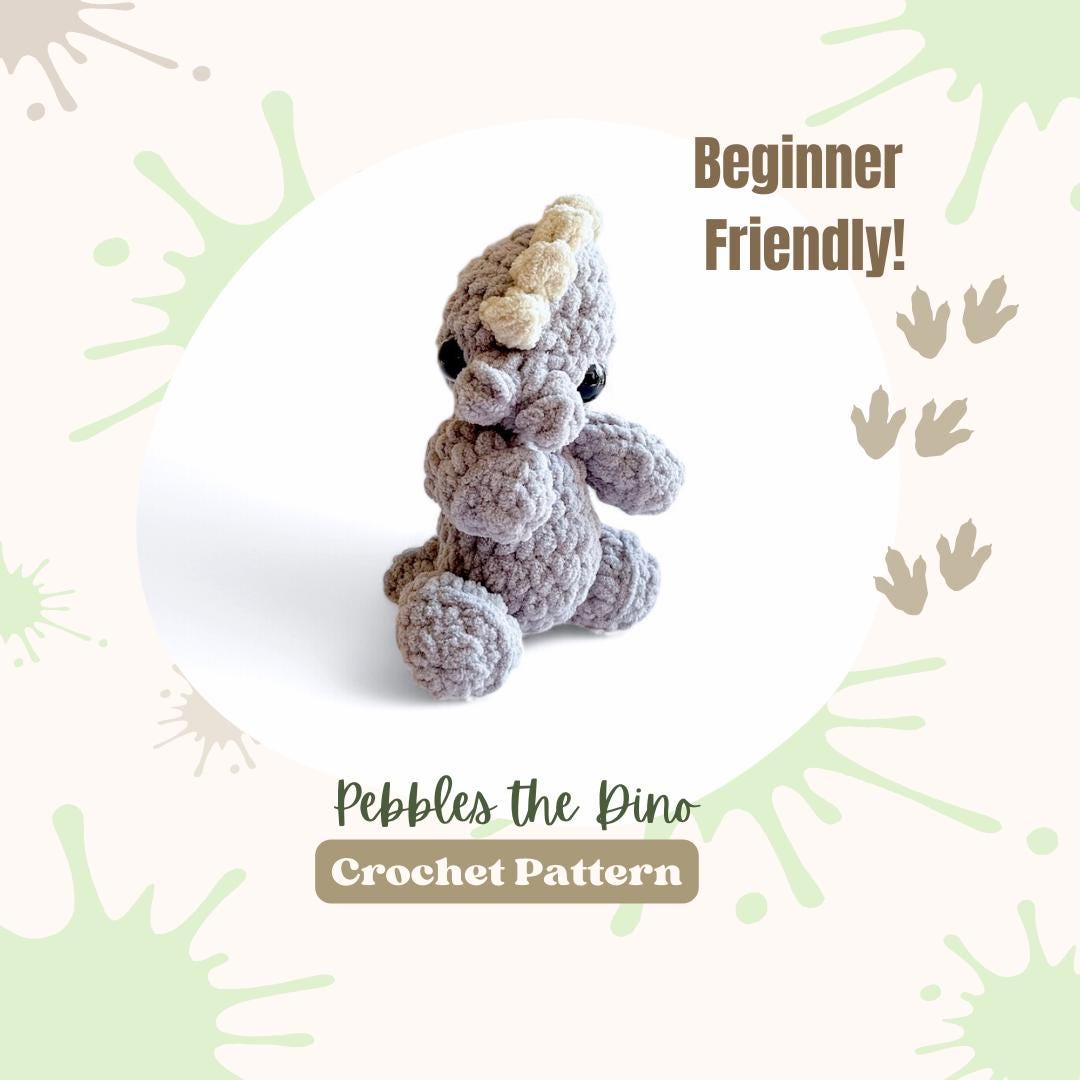 Pebbles the Dino Crochet Pattern, Amigurumi Dinosaur Beginner Friendly ...