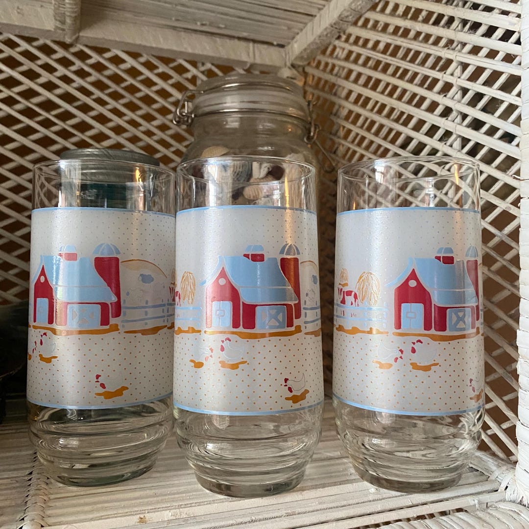 Vintage Cottagecore Farm House Drinking Glasses - Etsy