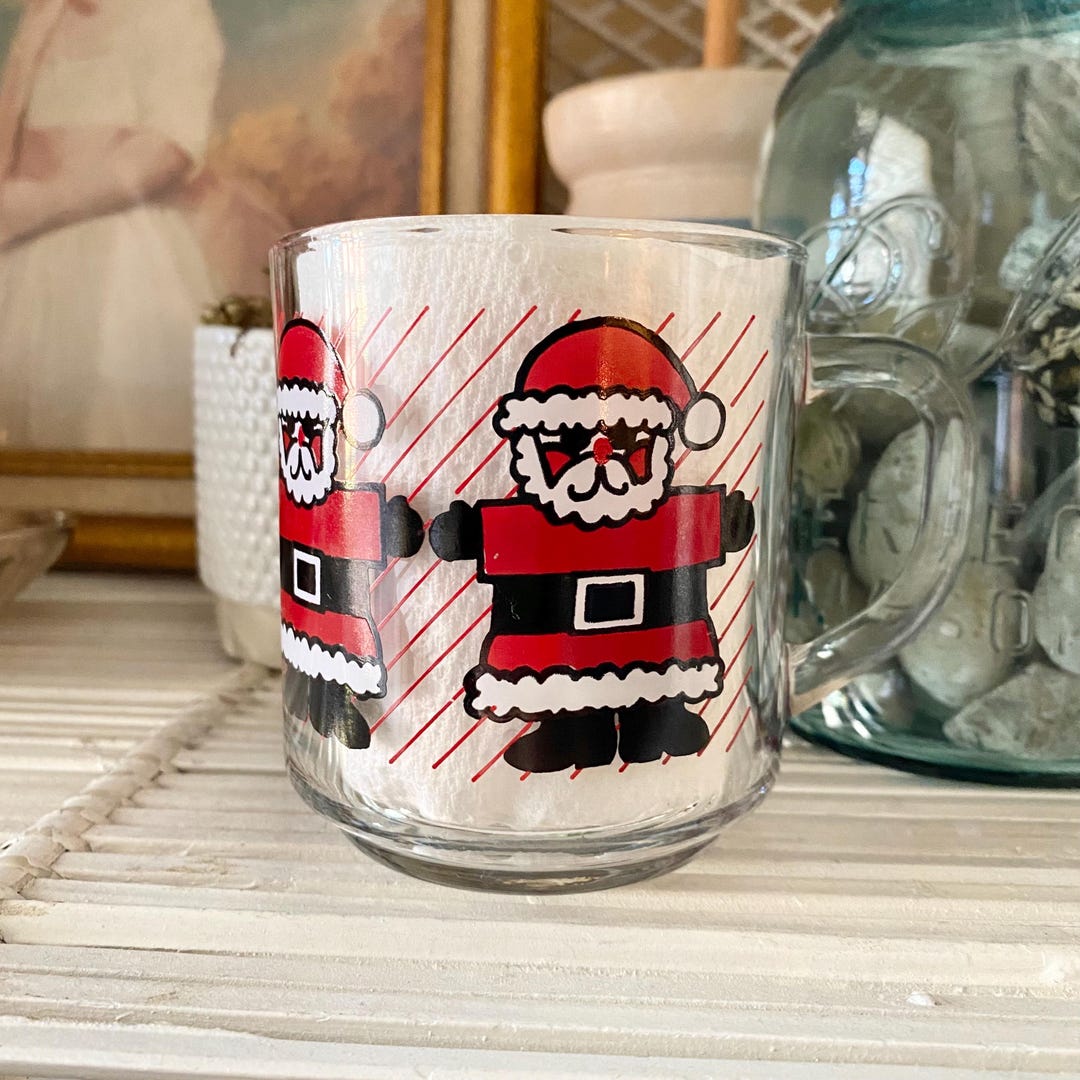 Vintage Luminarc Clear Glass Santa Claus Coffee Tea Mug - Etsy