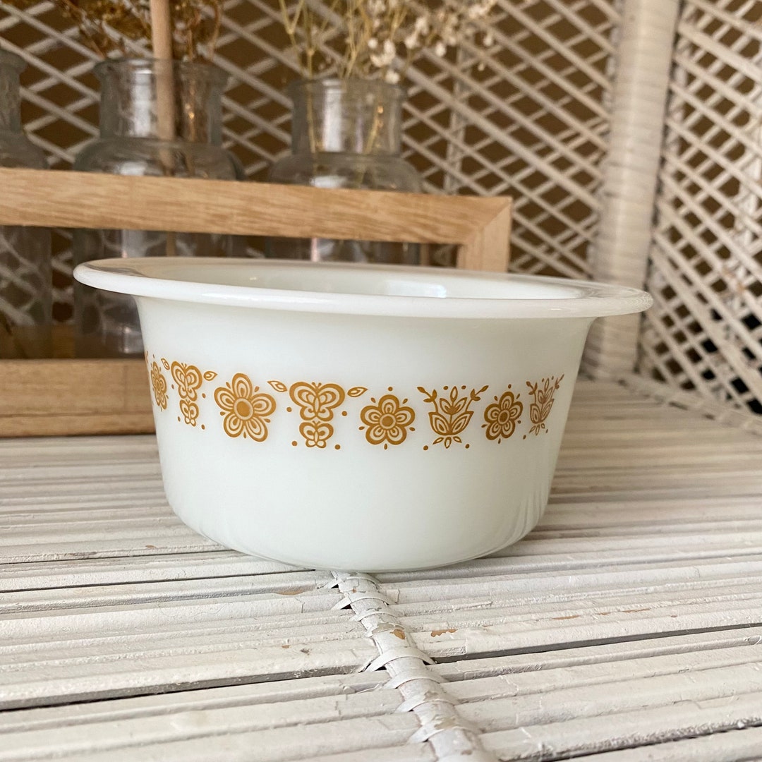 Vintage Butterfly Gold Pyrex Round Butter Dish - Etsy