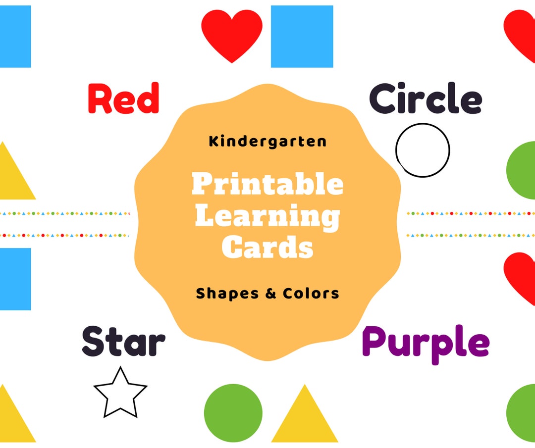 Printable Learning Cards Kindergarten: Colors & Shapes - Etsy