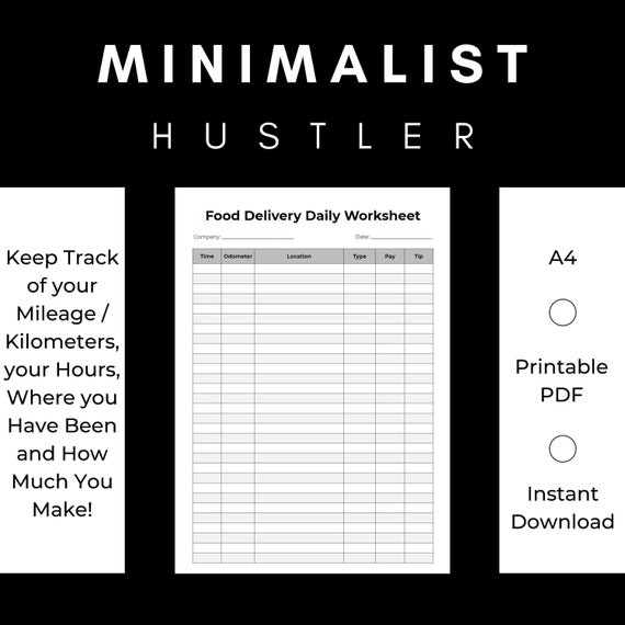 Simple Minimalist Food Delivery Worksheet / Route Sheet for | Etsy