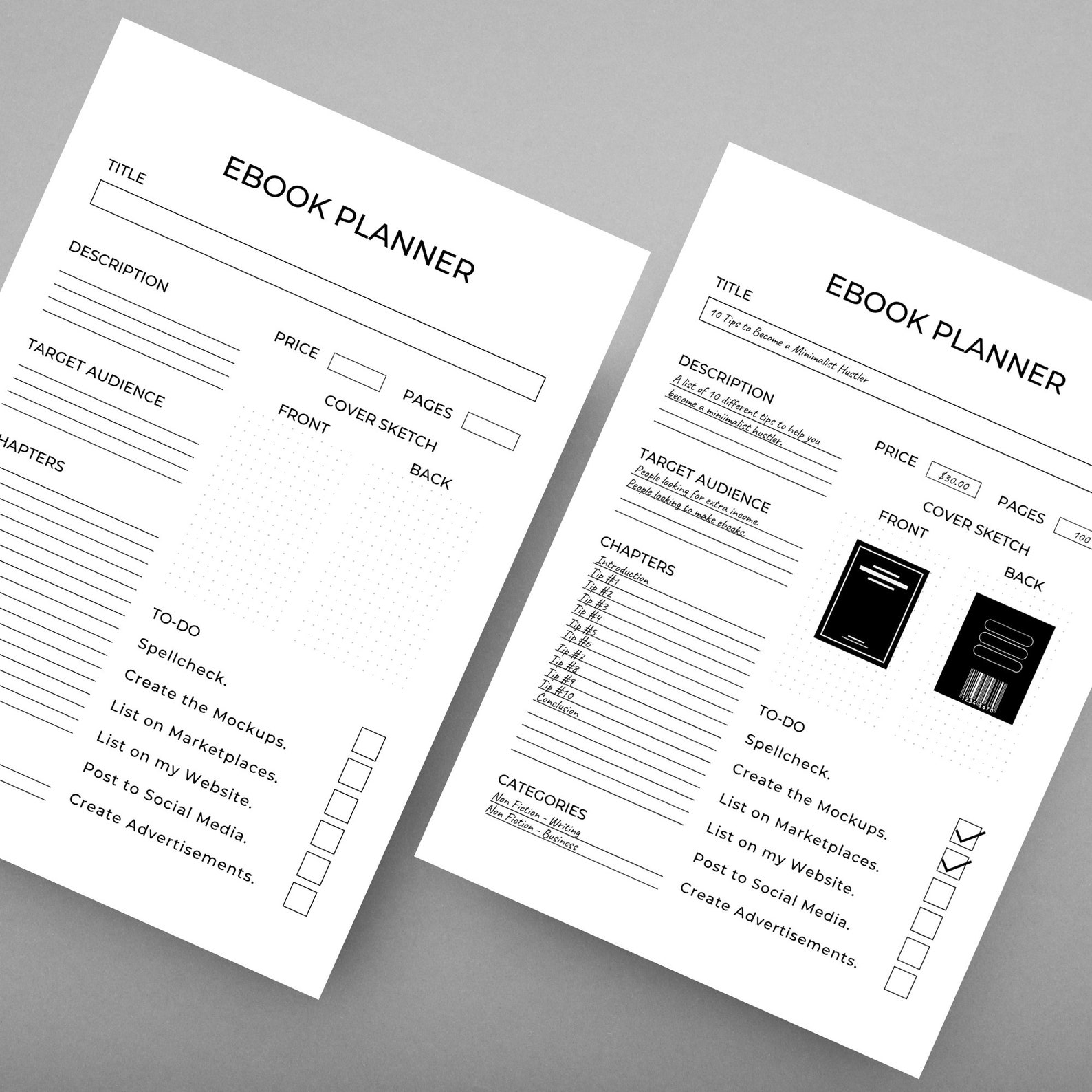 Minimalist Ebook Planner Worksheet for Creating Ebooks Efficiently ...