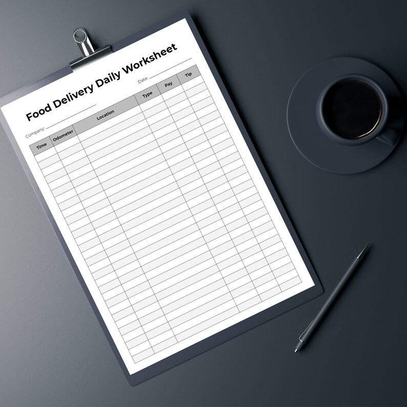 Simple Minimalist Food Delivery Worksheet / Route Sheet for Uber Eats ...