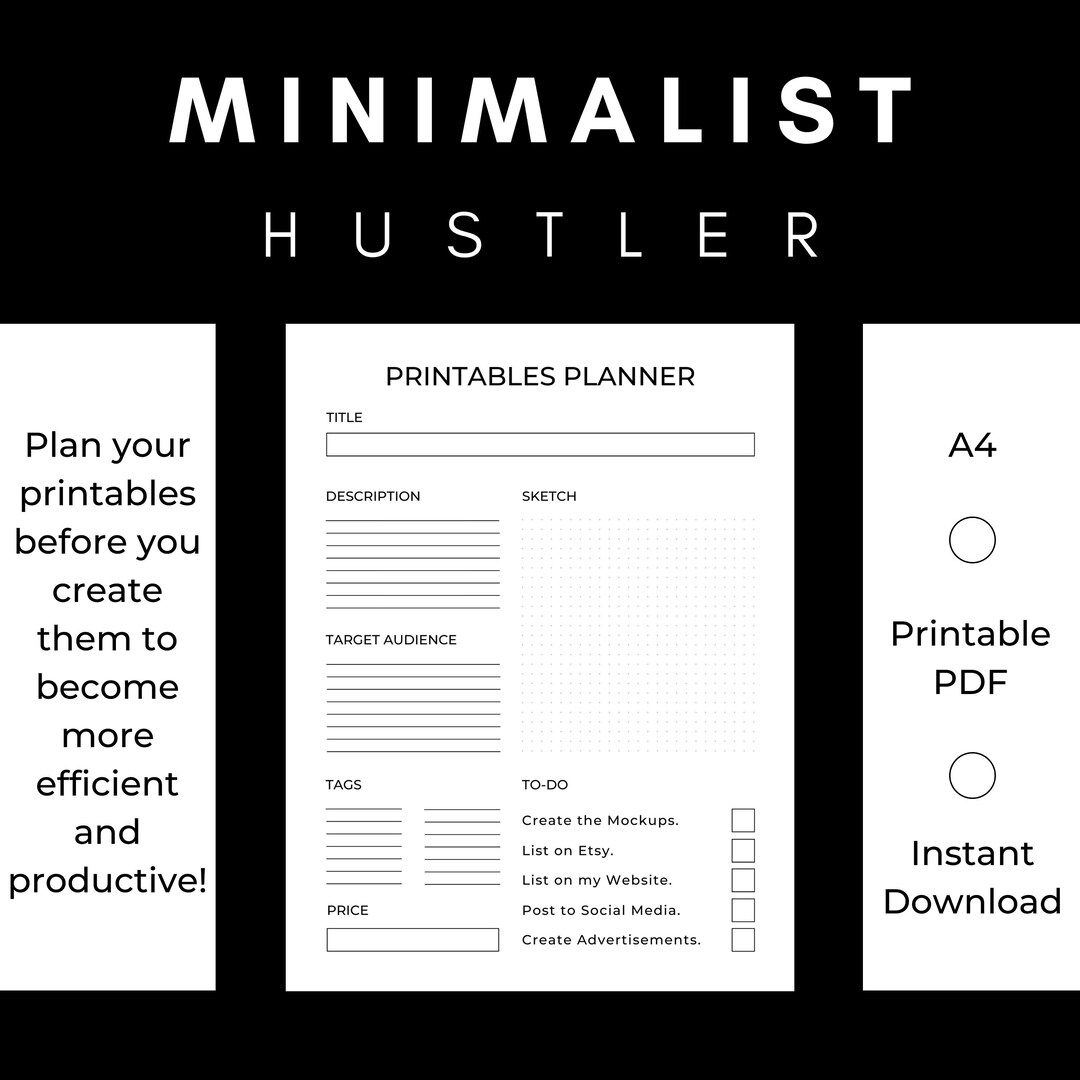 Minimalist Printable Planner Worksheet for Creating Printables - Etsy