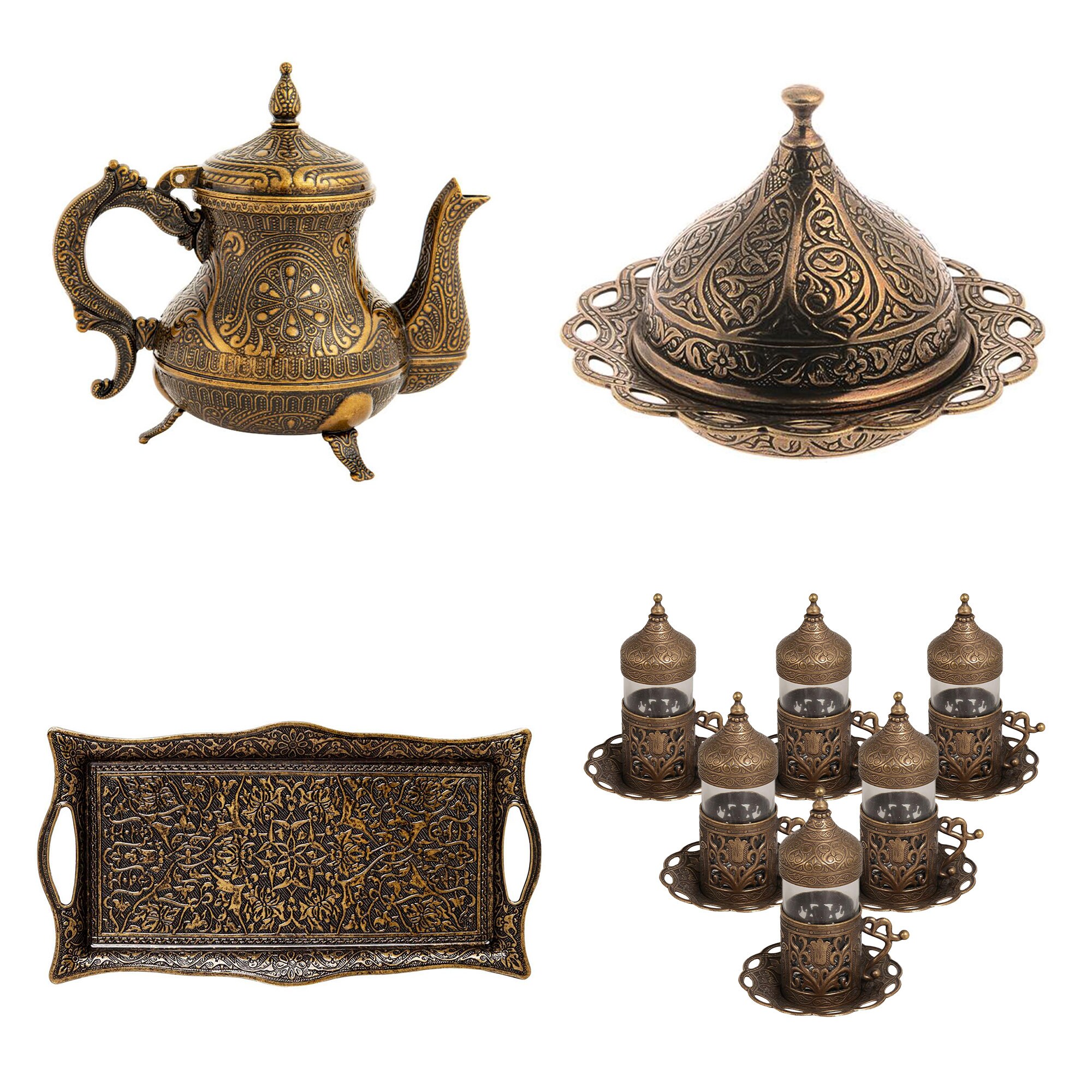 Authentic Turkish Tea Set 72 Handcrafted, Traditional 9-piece ...