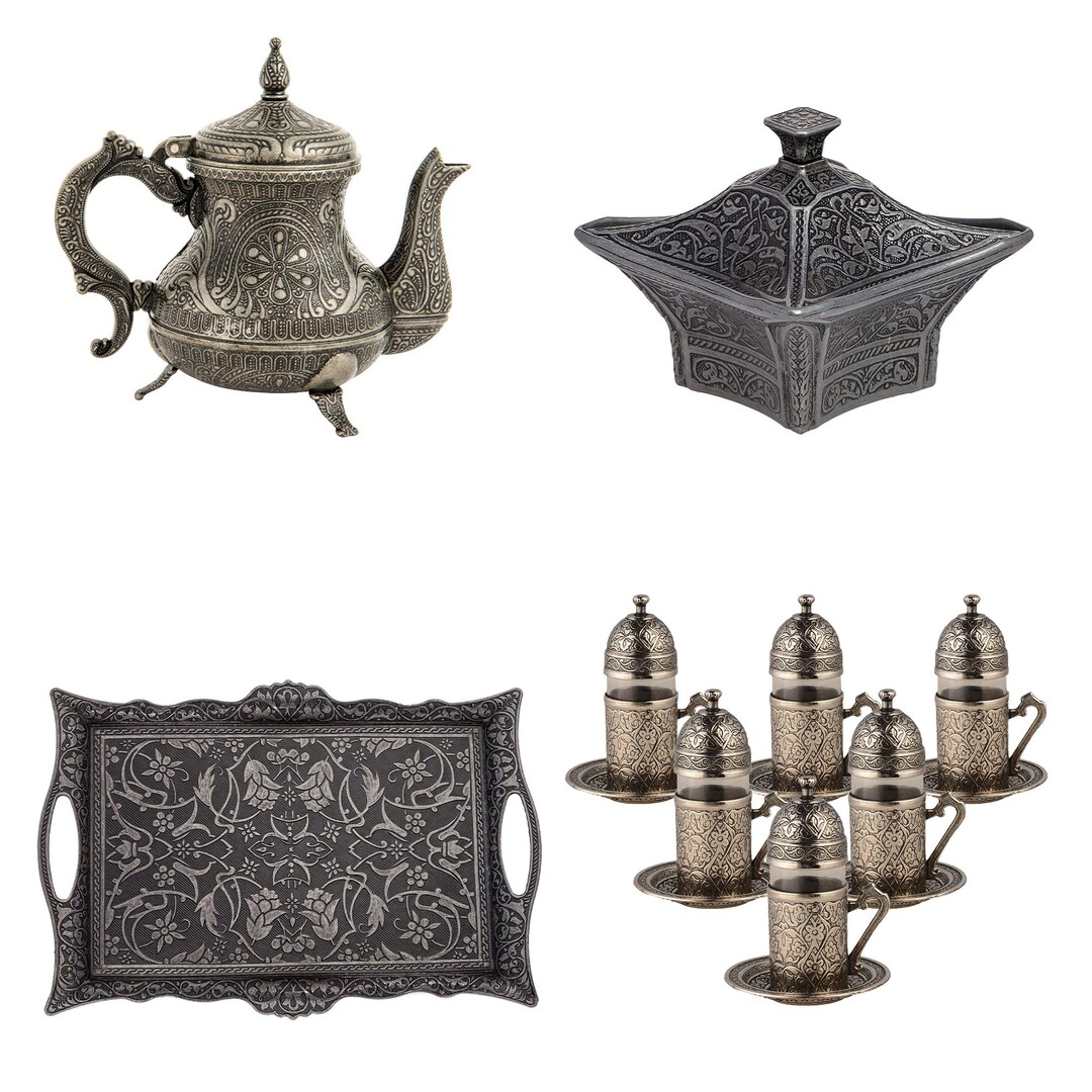 Authentic Turkish Tea Set 76 Handcrafted Traditional - Etsy