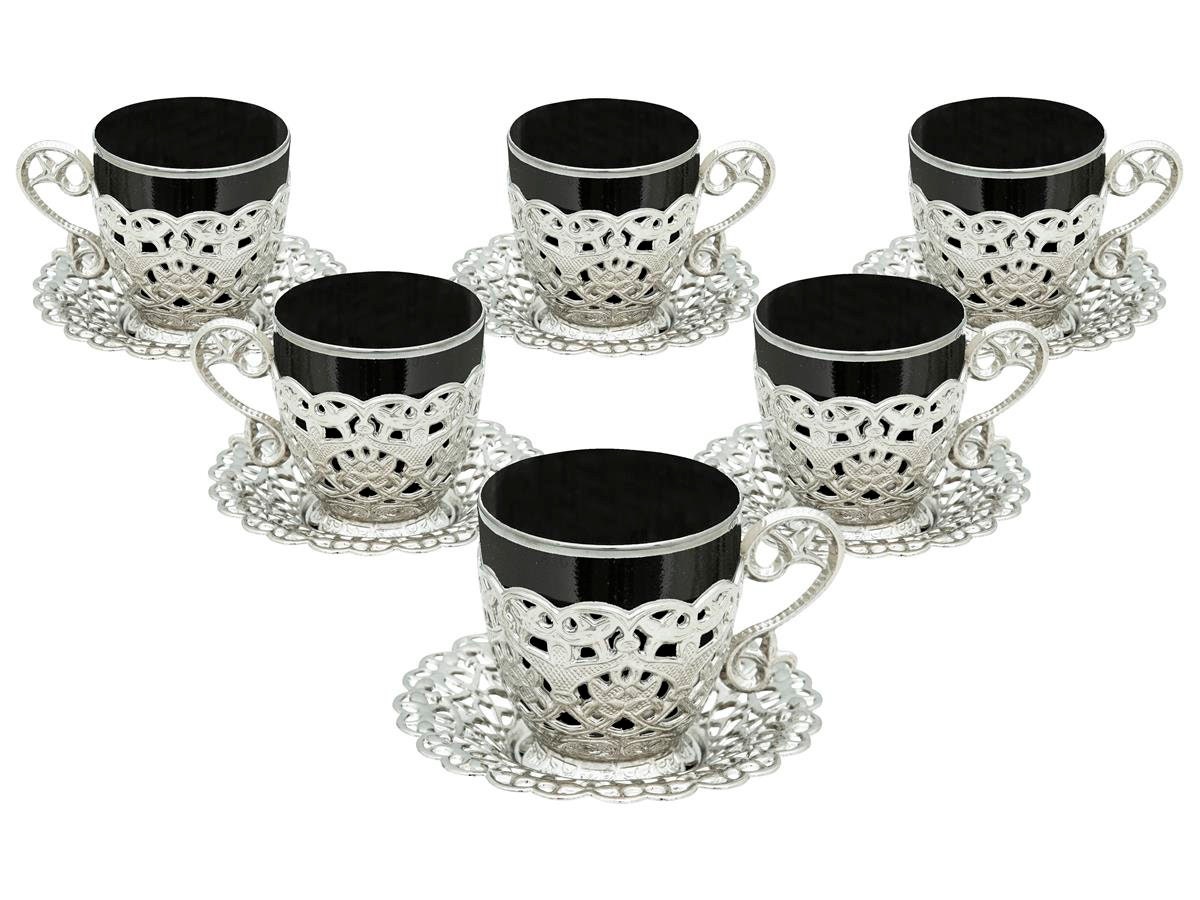 Arabian Elegance: Set of 6 Arabic Coffee Cups With Copper Holders - Etsy