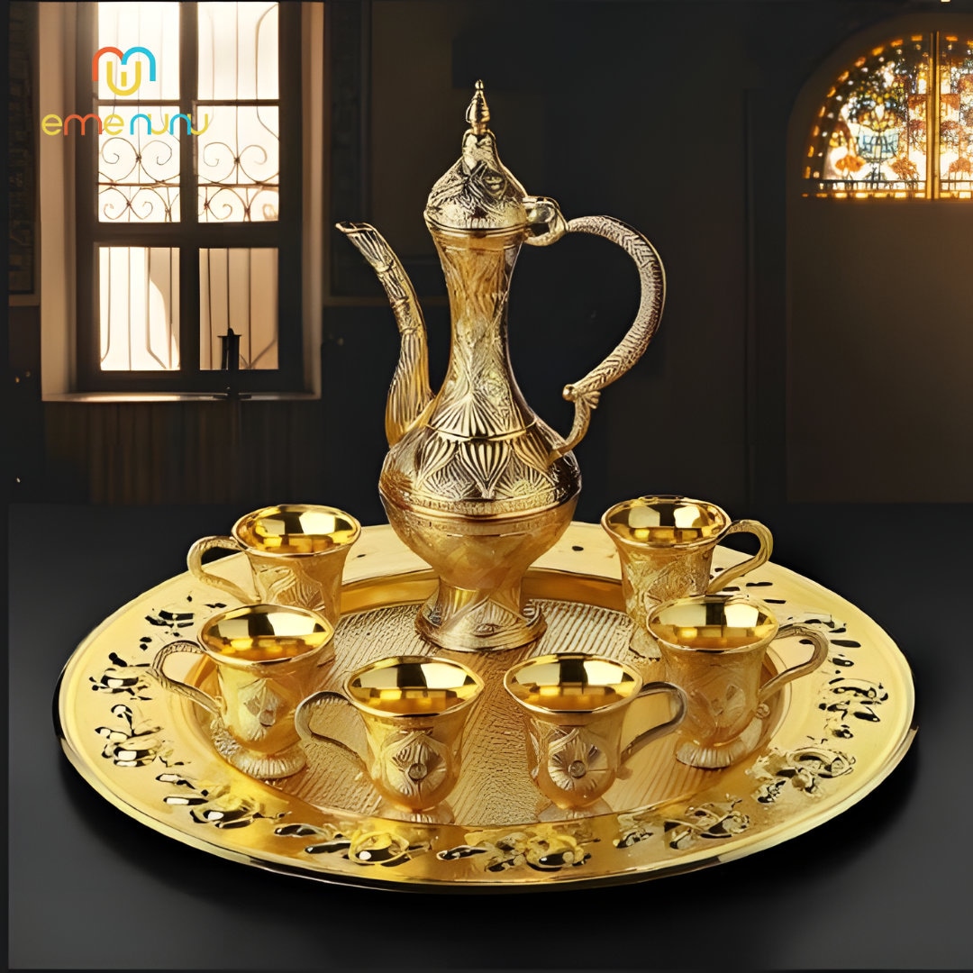 Vintage Turkish Coffee Pot, 8 Pieces Turkish Tea Set, Copper Wine Set ...