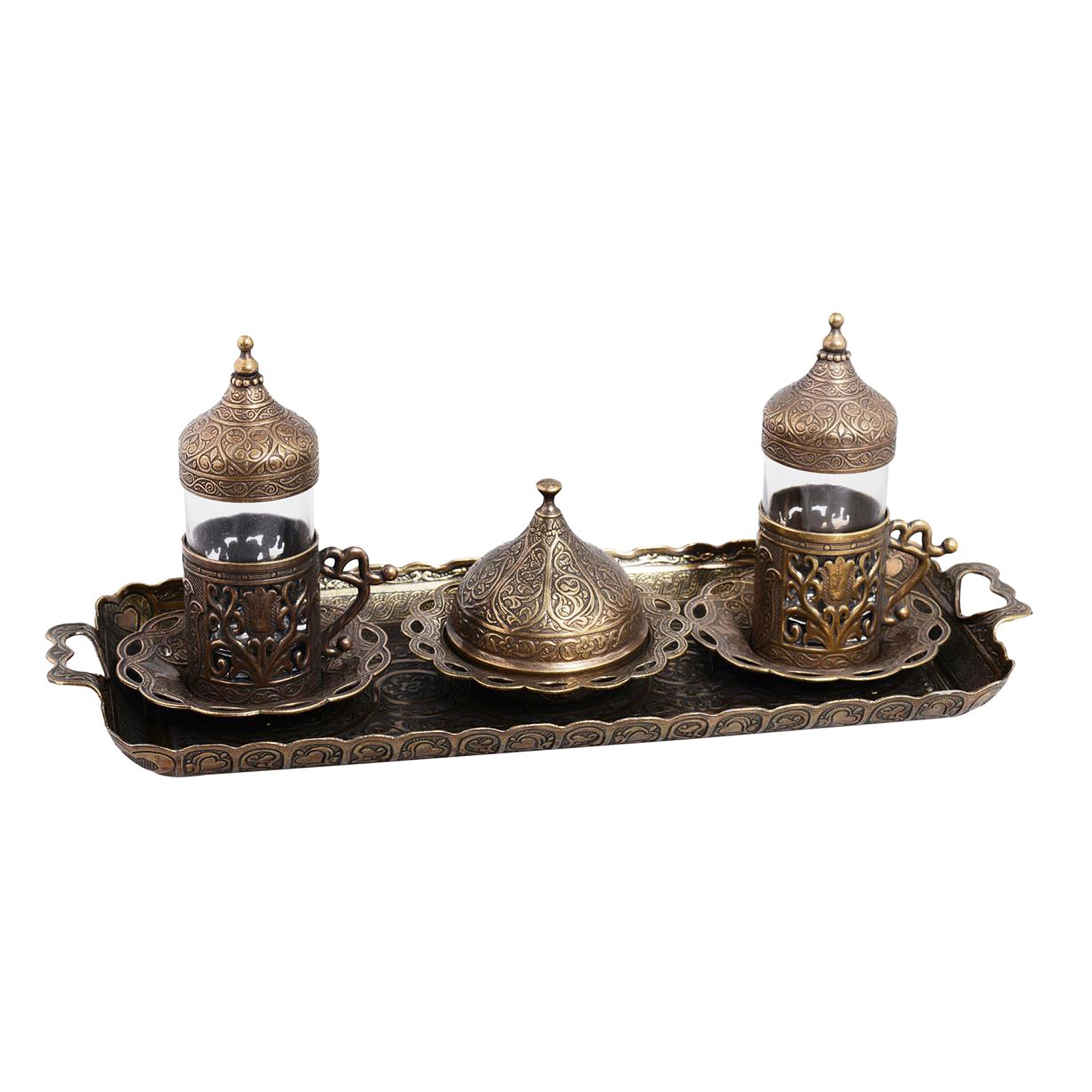 Turkish Handmade Tea Set 90 5-piece Tea Service With Authentic Ottoman ...