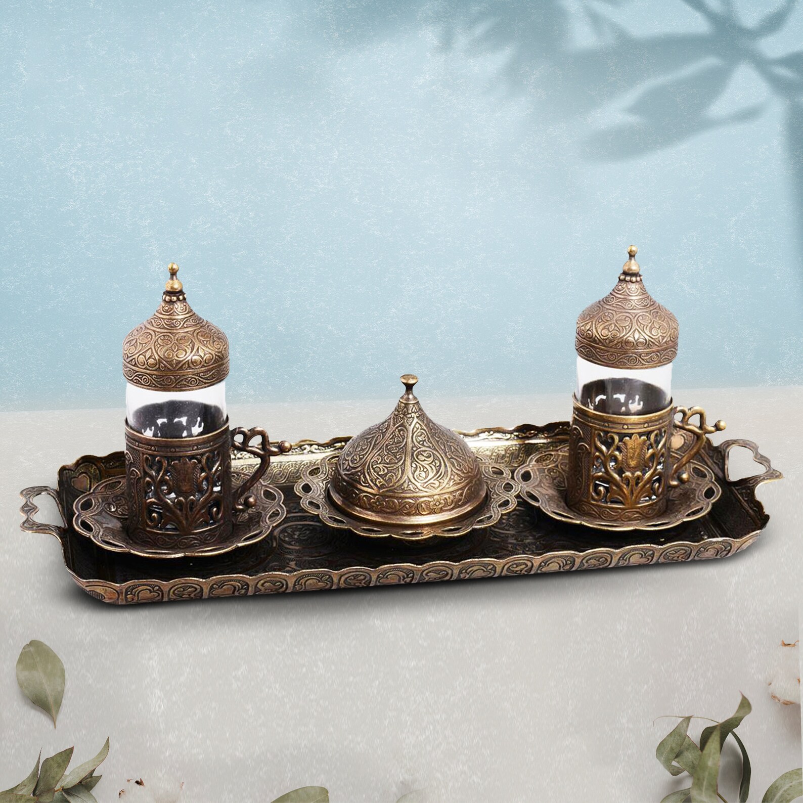 Turkish Ottoman-inspired Tea Set (40043) - Handcrafted Elegance for Two ...